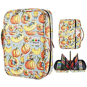 YOUSHARES Colored Pencil Case 220 Slots Pen Case Organizer With Handy Wrap & Zipper, Multilayer Holder for Prismacolor Colored Pencils & Gel Pen (Pumpkin)