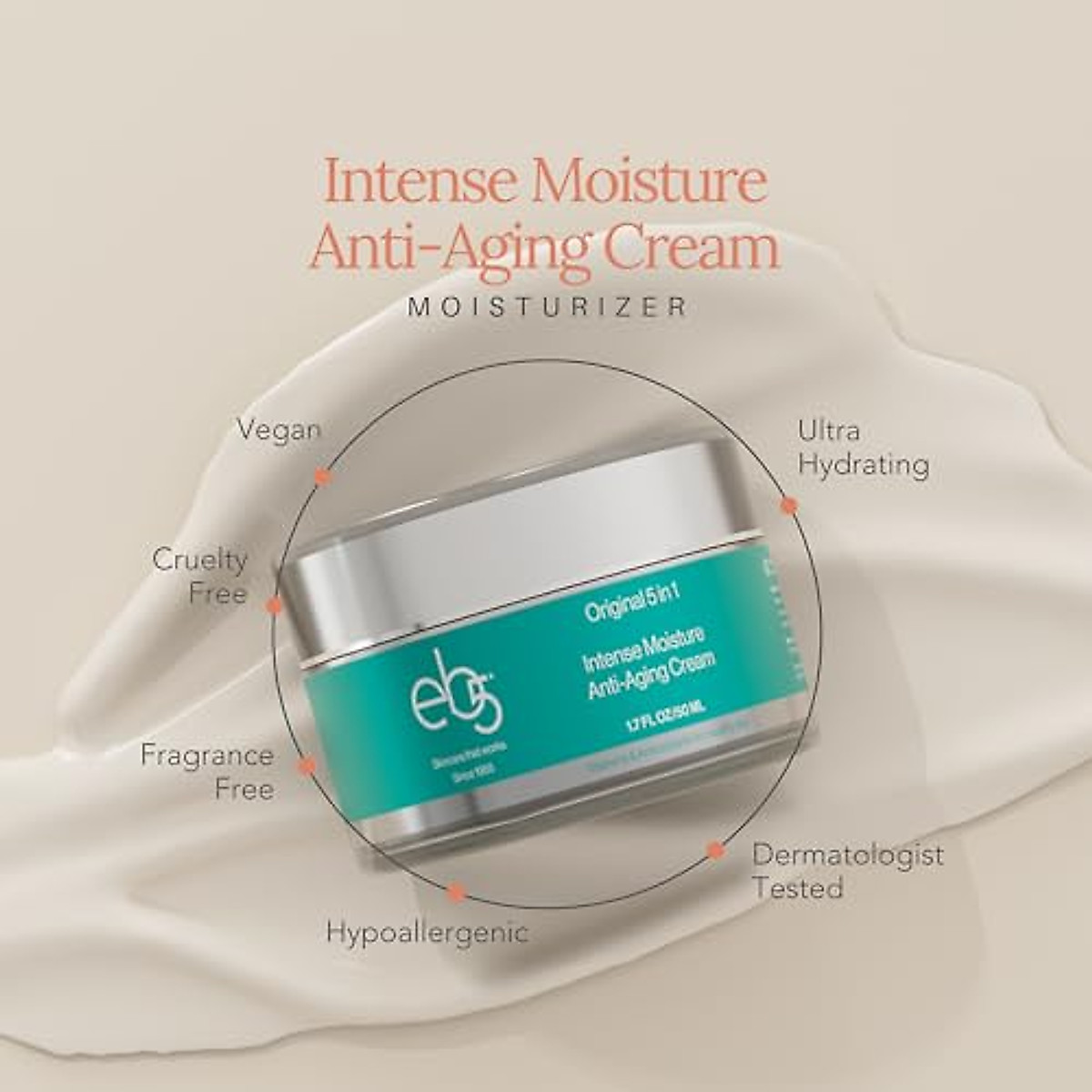 eb5 Intense Moisture Anti Aging Moisturizer Face and Neck Cream- Tone & Tighten Skin with Retinol, Fade Fine Lines and Wrinkles with Vitamin E, A and B5-4oz