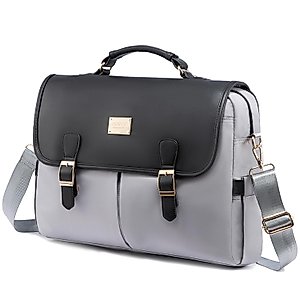 LOVEVOOK Laptop Bag for Women, 15.6 inch Large Capacity Computer Briefcase Sleeve Case, Messenger Shoulder Bag Office Business Work Purse Tote Bags for Women Travel Gifts, Black-grey