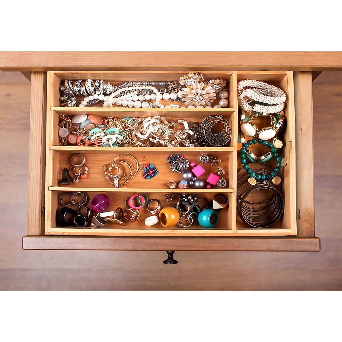 Bamboo Cutlery tray-Silverware Organizer-5 compartment-by Utopia Kitchen