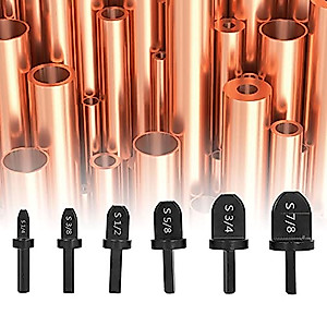FTVOGUE 6Pcs Swagging Tool Drill Bit Steel Air Conditioner Tube Flaring Pipe Expander Set,Expander