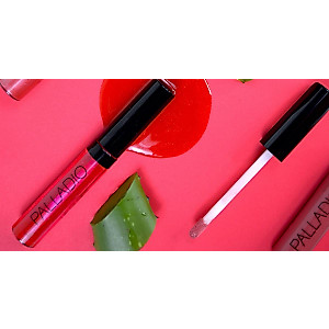 Palladio Lip Gloss, Non-Sticky Lip Gloss, Contains Vitamin E and Aloe, Offers Intense Color and Moisturization, Minimizes Lip Wrinkles, Softens Lips with Beautiful Shiny Finish, Pink Pearl