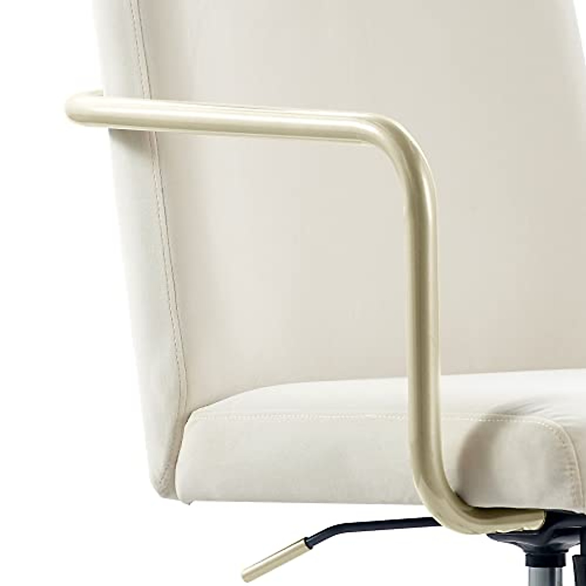 Elle Decor Giselle Modern Home Office Desk Chair, High Back Adjustable Computer Chair with Gold Arms, Base and Wheels, Velvet Fabric, Cream