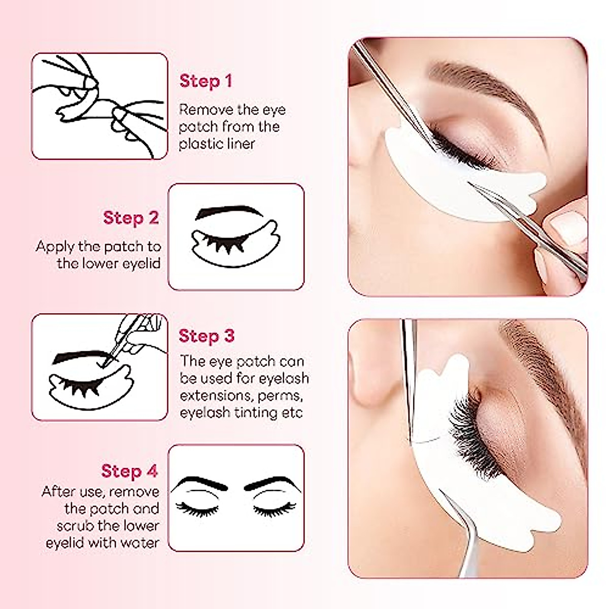 AuReve 50 Pairs under eye patches,eye pads lash extensions add hyaluronic acid,Eyelash Extension Under Eye Gel Pads suitable for most people