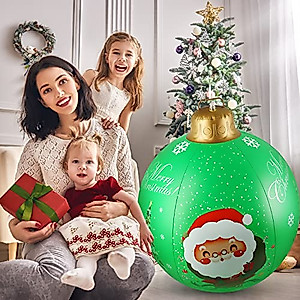 2 Pcs Inflatable Christmas Ball - 24 Inch Christmas Ball Ornaments PVC Giant Indoor Outdoor Xmas Ball for Holiday Yard Lawn Porch Pool Tree Decoration, 2 Pcs Red