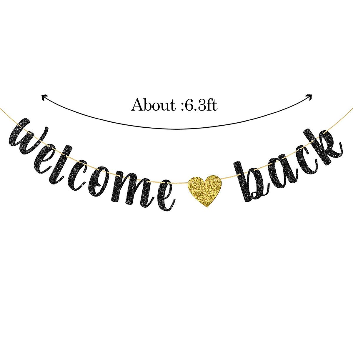 Welcome Back Banner, Returning Home Party Supplies, Happy Retirement Sign, Welcome Home Theme, Back to School Party Decorations Black Glitter