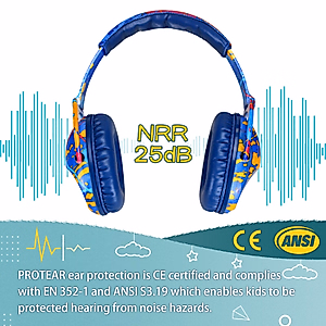 PROTEAR Kids Ear Protection,Autism Sensory Equipment, Cute Noise Cancelling Headphones For Toddlers & Kids & Teenagers, Ideal For Monster Jam,Air Show,Concerts, Events, NRR 25 dB,2024NEW