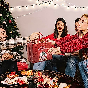 STYPOP Christmas Gift Bags 16 Pack Large Christmas Bags for Presents Reusable Christmas Party Bags Xmas Totes with Classic Designs - Perfect for Gifts,Decorations, And Parties