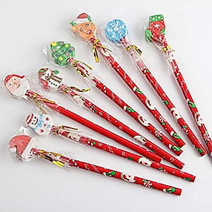 TOYANDONA 24pcs Christmas Pencils with Erasers, Cartoon Christmas Pencils with Eraser Toppers Christmas Gift Party Favors for Children