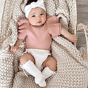 DRESHOW BQUBO Baby Knee High Sock Toddler Girl Dress Socks Baby Knit Stocking Cotton Infant Girls Socks