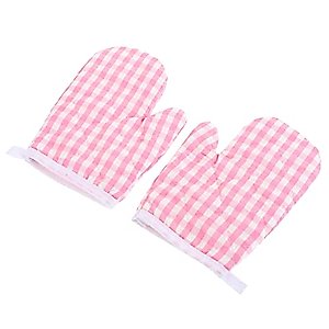 YARNOW 1 Pair Kids Oven Mittens Heat Resistant Kid Oven Gloves Children Baking Mitts Kitchen Microwave Oven Gloves for Home Bakery ( Pink )