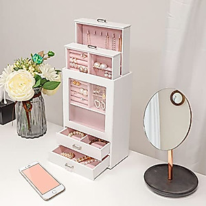 Kendal Jewelry Boxes for Girls Women, White Jewelry Box with Porcelain Pattern, Stand Layer Jewelry Organizer Box Display Necklace, Earring, Ring, Jewelry Storage Case as Ideal Gift