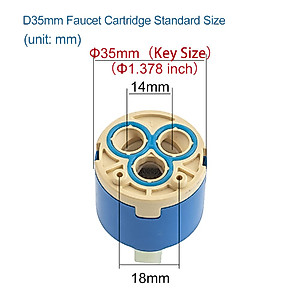 XUCHUAN Diameter 35mm Ceramic Faucet Cartridge Replacement for Single Handle Kitchen Basin Shower Faucet Part, Ceramic Faucet Valve