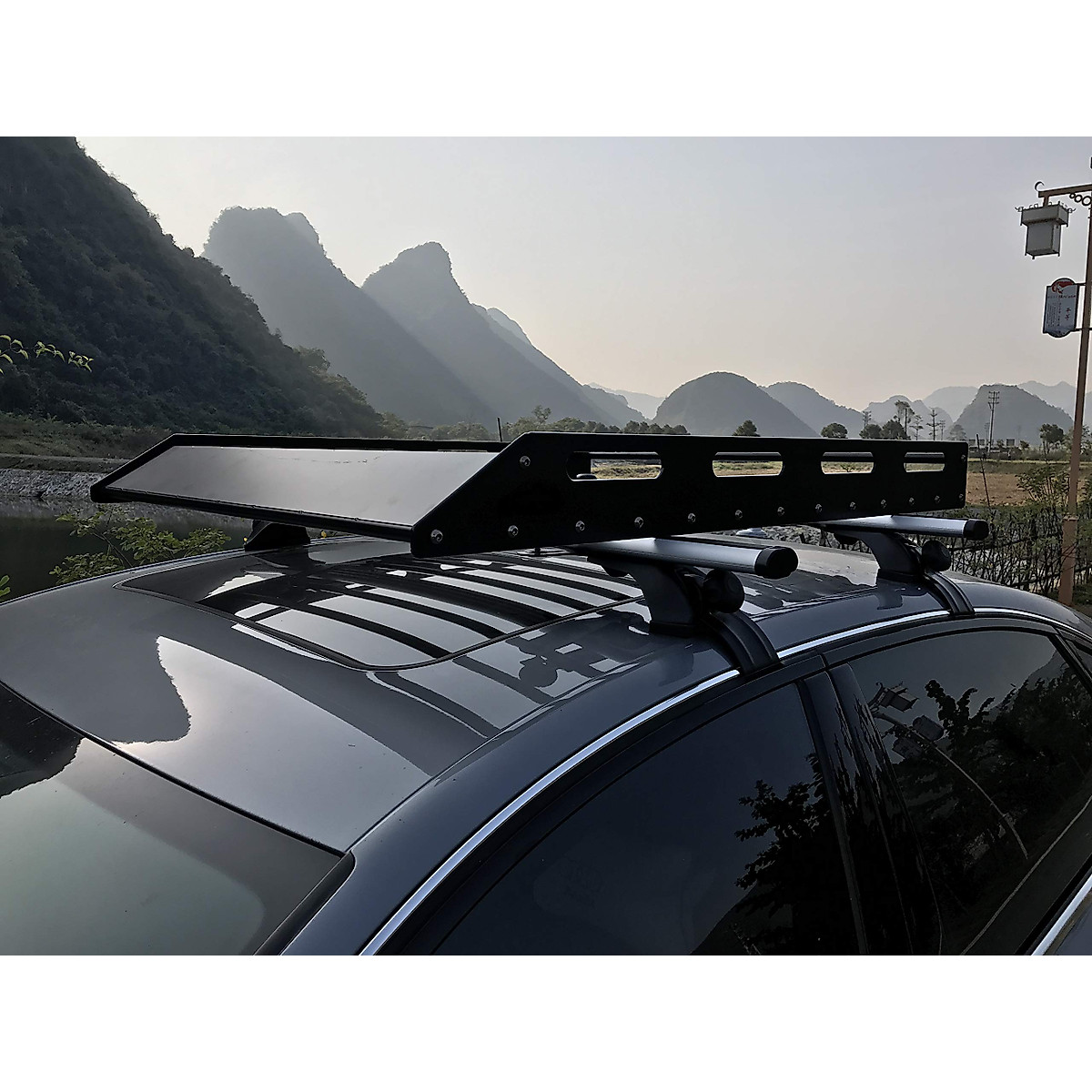 MPH Production Universal Roof Rack Cargo Basket, 350LB Heavy-Duty Rooftop Cargo Carrier, 48" x 38" x 5" Luggage Storage for Travel – Compatible with Truck, SUV, and Car