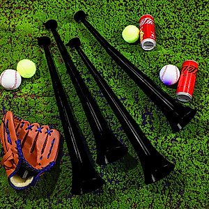 Outus 4 Pieces Collapsible Stadium Horn 24 Inch Vuvuzela Plastic Trumpet Horn Blow Horn Noisemakers for Sporting Events Graduation Games School Sports Party Supplies Favors Accessories (Black)