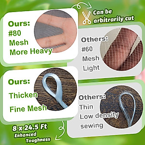 Auksay 105Pcs Garden Netting Set,8 x24.5 Ft Garden Netting Pest Barrier,DIY 40Pcs Greenhouse Garden Hoops,3 Types 45pcs Connectors for DIY Building Connection,Garden Mesh Netting Kit with Plant Cover