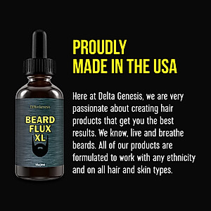 Delta Genesis Beard Flux XL (1 fl oz / 30 ml) | Mustache and Beard Growth Stimulating Oil | Facial Hair Growth Product for Men | Soothing Formulation with Argan, Caffeine, and Jojoba