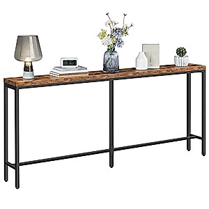 ALLOSWELL Console Sofa Table, 70.9" Narrow Entryway Table, Extra Long Console Table Behind Couch, 1.2" Thick Board, Skinny Hallway Table for Entrance, Living Room, Foyer, Rustic Brown CTHR2801