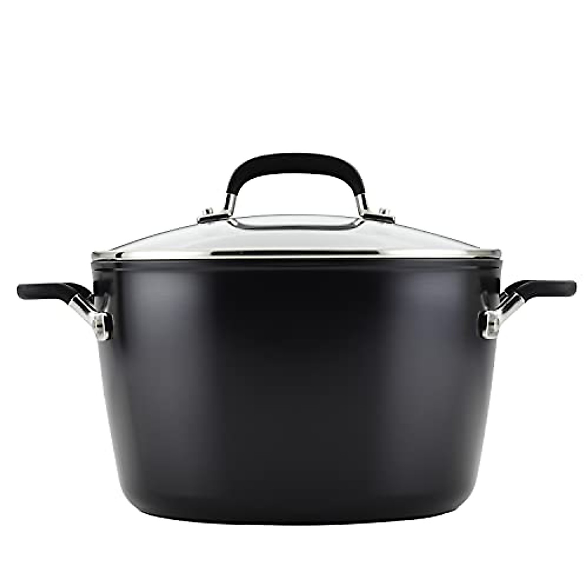 KitchenAid Hard Anodized Nonstick Stockpot with Lid, 8 Quart, Onyx Black