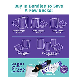 HAULMATE Vacuum Sealer Bags 8"x12" 200 bags bundle set for Food Storage, Increased Airtight Suction for Sous Vide Cooking, Freezer & Microwave-Safe, Clamp-Style Sealer Compatible, Pierce-Resistant Material