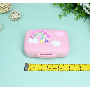 Vewye Baby Tooth Box Kids Keepsake Organizer Cute Children Tooth Fetal Hair Container with English Mark (Rainbow-Pink)