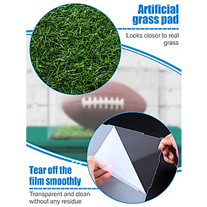 Upgraded Assemblable Acrylic Football Display Case- Clear Football Storage Box Grandstand Football Showcase with Artificial Grass Pad & Black Base & Oval Ball Holder for Sport Lover Football Display