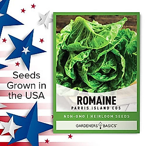 Romaine Lettuce Seeds for Planting - Parris Island Cos Heirloom, Non-GMO Vegetable Variety- 2 Grams Seeds Great for Spring, Summer, Fall, Winter Garden and Hydroponics by Gardeners Basics