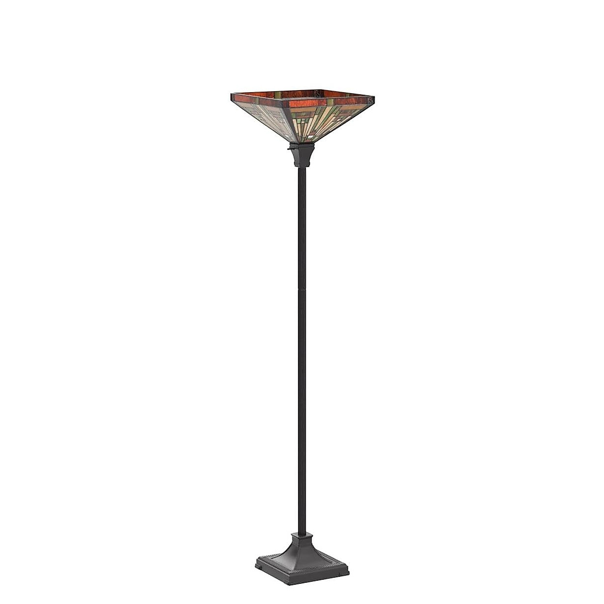 Capulina Tiffany Torchiere Floor Lamp 70" Tall Industrial Blackish Bronze Pole Amber Brown Style Stained Glass Torch Standing Light Decor for Living Room Bedroom Office