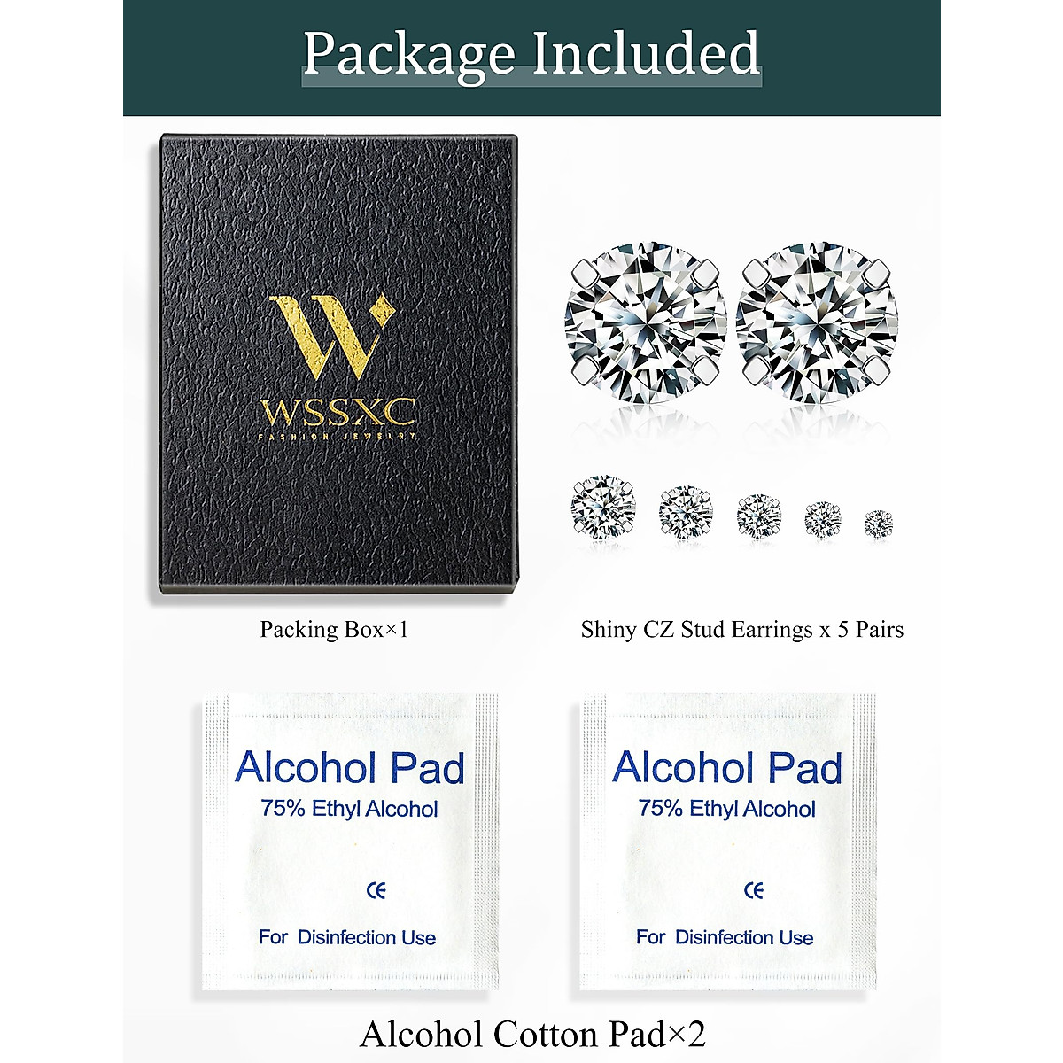 Earrings for Women Cubic-Zirconia Surgical-Stainless-Steel - Hypoallergenic CZ Stud Set Ear Rings 20G Helix Cartilage Tragus Girl Jewelry Fake Diamond Cartilage