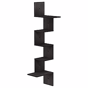 Furinno Rossi Wall Mounted Shelves, 5-Tier Rectangle, Espresso/Black
