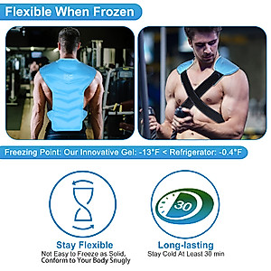Relief Expert Large Ice Pack for Full Back and Shoulder with Straps, Reusable Gel Cold Pack with Cold Compress Therapy for Discomfort and Fatigue Relief, Post-Workout Recovery with Soft Plush Lining