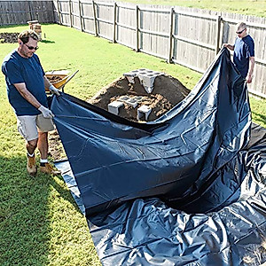 uyoyous Pond Liner 16x20 Ft 20 Mil Thickness Black HDPE Rubber Liners Fish Pond Liners for Outdoor Ponds, Fountains, Waterfall & Water Gardens