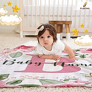 FLOCHIL Personalized Baby Blankets, Custom Baby Blanket - Baby Blanket with Name for Girls, Best Gift for Baby, Newborn Floral Plush Fleece (30x40)