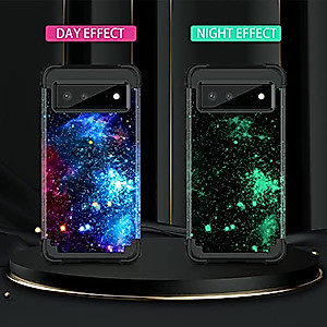 Miqala Compatible with Google Pixel 6 Case,Shiny in The Dark Three Layer Heavy Duty Shockproof Hard Plastic Bumper +Soft Silicone Rubber Protective Case for Google Pixel 6,Blue Sky