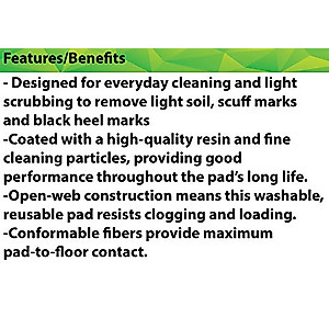 3M Buffer Floor Pad 5100, Red, 12", Removes Soil, Scratches, Scuff Marks, and Black Shoe Heel Marks
