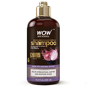 WOW Skin Science Red Onion Black Seed Oil Shampoo Increase Gloss, Hydration, Shine - Reduce Itchy Scalp, Dandruff & Frizz - No Parabens or Sulfates - All Hair Types (16.9 Fl Oz (Pack of 1))