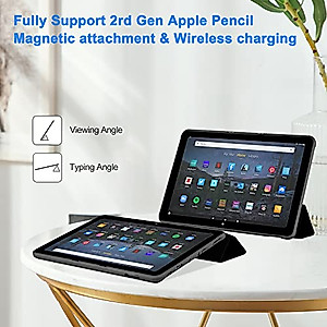 Case for All-New Amazon Kindle Fire HD 10 Tablet & Fire HD 10 Plus Case(11th Generation, 2021 Release) 10.1" -Trifold Stand Cover Ultra Lightweight Slim Shell Stand Cover Auto Wake/Sleep (Black)