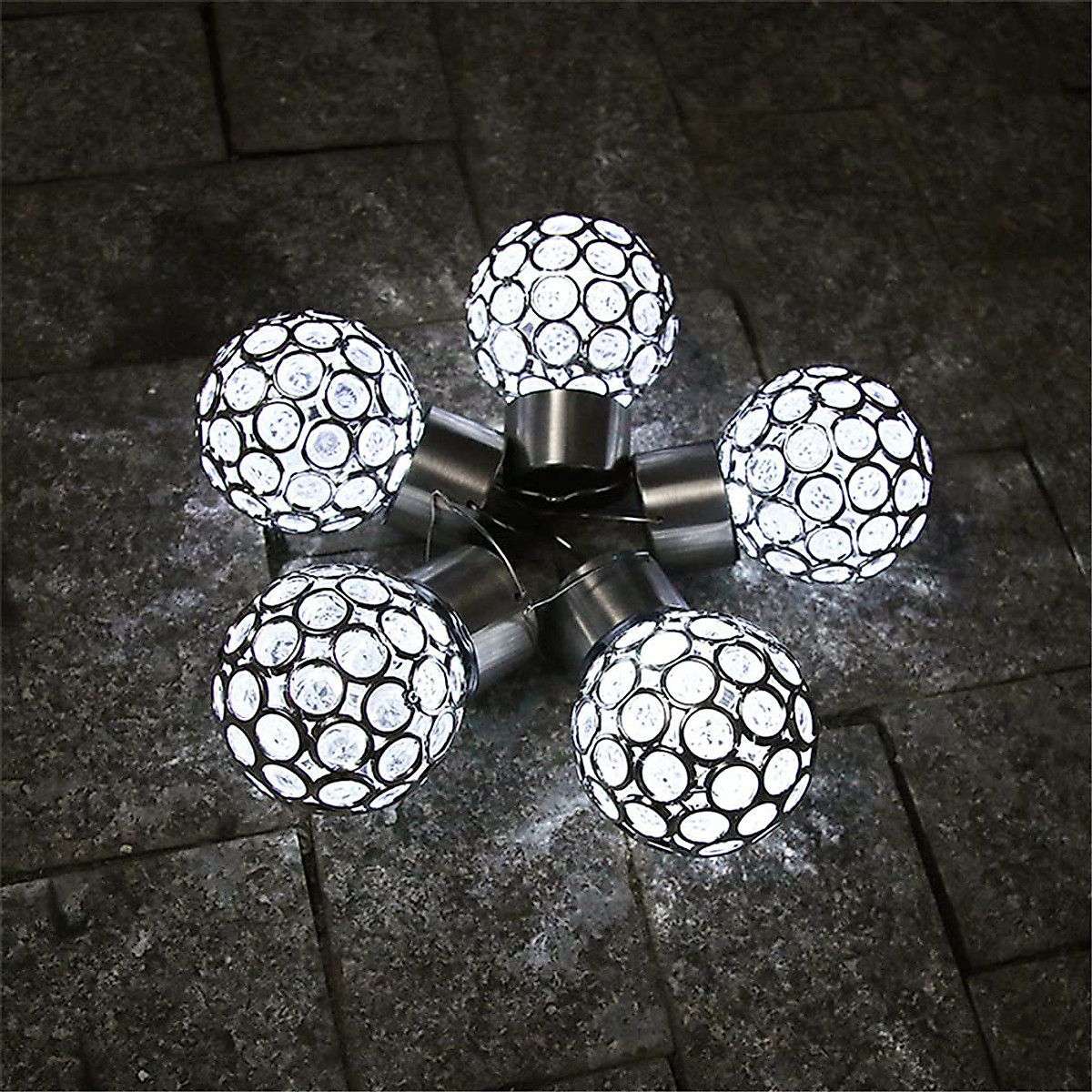 ZHUANYIYI 3 Pieces, Outdoor Solar Lights, Creative Hanging Hollow Ball Courtyard Lawn Landscape Lights, Home Garden Pavement Waterproof Decorative Lights