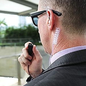 KS K-STORM Covert Acoustic Tube Walkie Talkie Earpiece Headset with Mic Compatible with 2 Pin Motorola Two Way Radio, PU Material