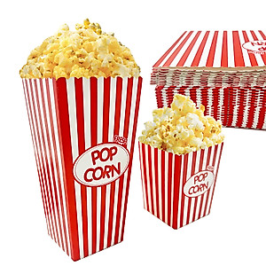 SNAIL GARDEN 30 Pcs Popcorn Boxes, 20Pcs 46oz&10Pcs 16oz Movie Night Snack Bucket, Red/White Food Container,Disposable Paper Box,Durable Cardboard Boxes For Family Party Picnic Festivals Decoration