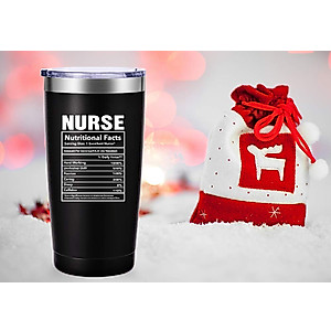 AMZUShome Nurse Nutritional Facts Mug.Nurses Week,Nurse Practitioner,Nurse Appreciation,Nursing School Graduation Gifts.Birthday,Christmas Gifts for Nurse Tumbler(20oz Black)