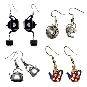 CutieJewelry Teapot Tea Teacup Pot Afternoon Womens Ladies Dangle Earrings 4 Pairs