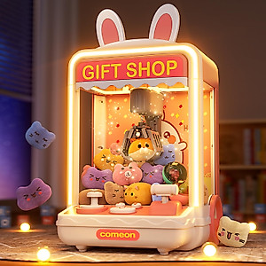 Aiqi Kids Claw Machine, Mini Candy Vending Grabber, Prize Dispenser Toys for Girls and Boys, Electronic Claw Game Machine for Party Birthdays with Lights Sound, Includes 20 Plush and 10 Mini Toys