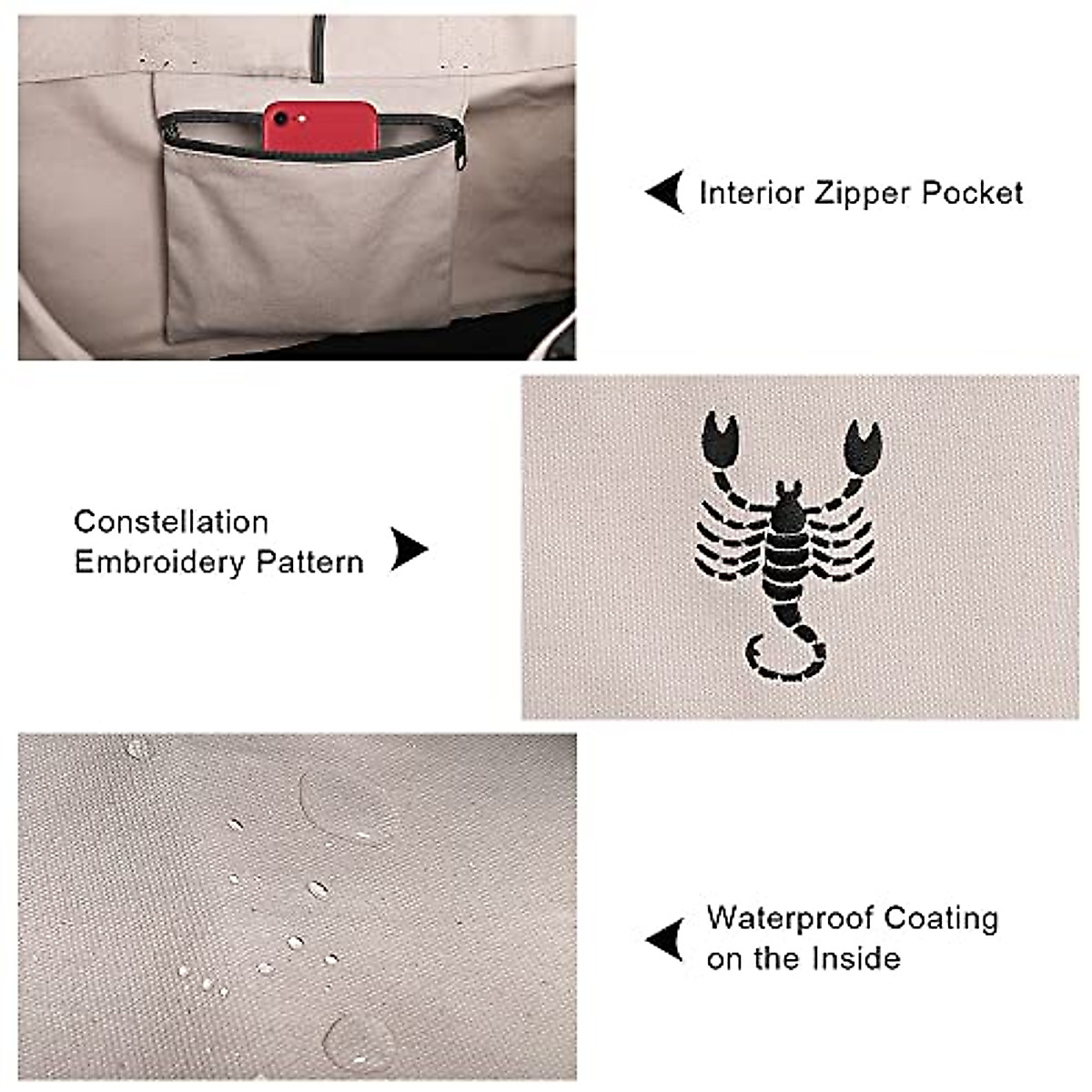 Aricsen Reusable Personalized Canvas Tote Bag with Handles Gift Jute Women Handbags, Bridesmaid, Carry Travel, Friends Sister Birthday, Beach Holidays Grocery Shopping (Scorpio, Large)