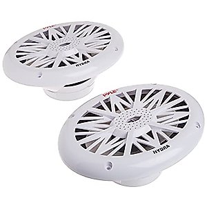 6x9 Inch Dual Marine Speakers - 2 Way Waterproof and Weather Resistant Outdoor Audio Stereo Sound System with 260 Watt Power, Poly Carbon Cone and Cloth Surround - 1 Pair - PLMR692