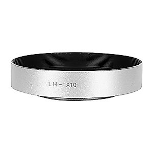 GOSHYDA Camera Lens Hood,Beautiful Appearance Hollow, Metal Compact Detachable, 52mm, with Centre Pinch Lens Cap, for Fuji X10/X20/X30(Silver)