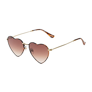 Foster Grant Sun Luv Only Love Here Heart Sunglasses, Gold, 54mm
