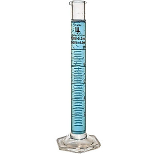 Beaker, Flask, Cylinder Set, 3.3 Boro. Glass - 3 Pieces - 50ml Beaker, 50ml Flask, and 10ml Cylinder, Karter Scientific 215M2