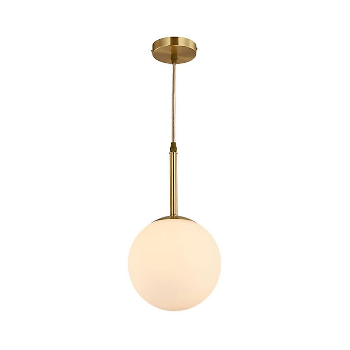 THINKBEEST White Globe Pendant Light Fixture with Glass Lampshade, Gold Decor Hanging Lamp, Minimalist Style Hanging Light E26/E27 Base, 59in Wire Adjustable Chandelier for Living Room, Foyer