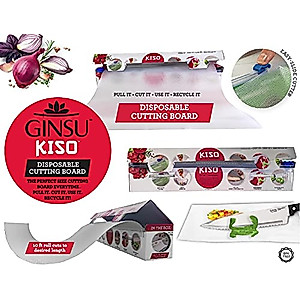 GINSU Disposable Cutting Board, Salad Vegetable/Meat Chopping, Home/On-The-Go Use, Anti-Slip, Easy-Slide Cutter, Trim to Any Size, Recyclable/Reusable, 12" x 10-Ft Roll